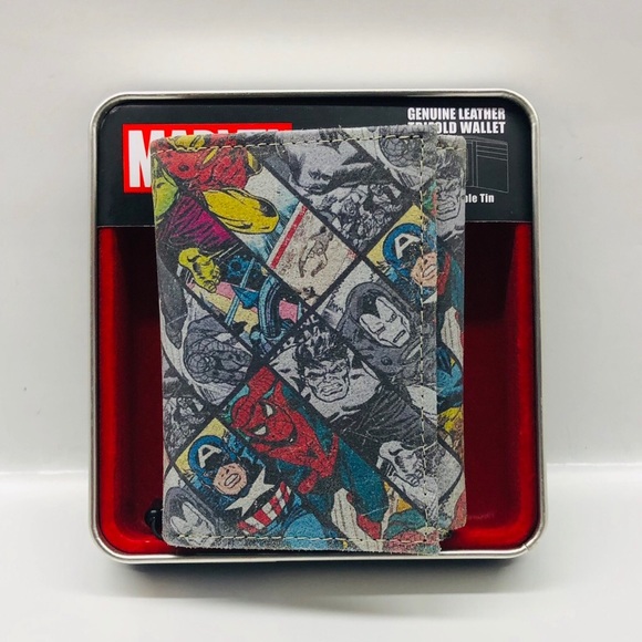 Marvel | Bags | Marvel Comics Genuine Leather Trifold Wallet | Poshmark